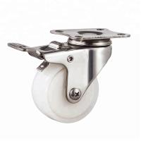 China Stainless Steel 304 Nylon Caster Wheel 1 Inch 2 Inch Ball Bearing Total Brake Corrosion Resistant for sale