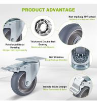 China Medium Duty 5 Inch 125mm Casters Stainless Steel Solid TPR Wheel 110kg Capacity for sale