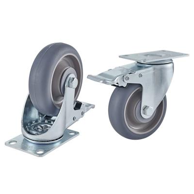 China Medium Duty 5 Inch 125mm Casters Stainless Steel Solid TPR Wheel 110kg Capacity for sale