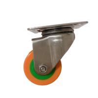 China 100kg Load Capacity 50mm Stainless Steel Heavy Duty PU Caster Wheel with Double Bearing for sale