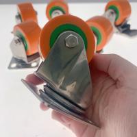 China 100kg Load Capacity 50mm Stainless Steel Heavy Duty PU Caster Wheel with Double Bearing for sale