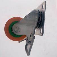 China 50mm Stainless Steel Heavy Duty PU Caster Wheel with Brake 100kg Load Capacity Double Bearing for sale