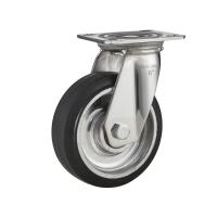 China Industrial Heavy Duty 4-8 Inch Aluminum Core Rubber Swivel Caster Wheel with Double Ball Bearings and Brake 304 Stainless Steel for sale