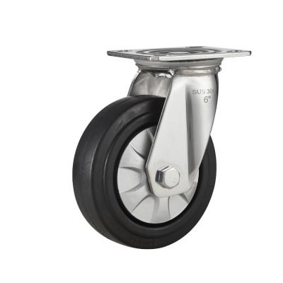 China 4-8 Inch Swivel Plate Locking Caster Wheels Heavy Duty Stainless Steel 304 Work Table Casters with Brake for sale