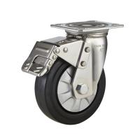 China 4-8 Inch Swivel Plate Locking Caster Wheels Heavy Duty Stainless Steel 304 Work Table Casters with Brake for sale