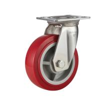 China 4 to 8 Inch Heavy Duty Swivel Caster Wheel with Lock Stainless Steel PU Tread 360 Degree for sale