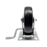 China Double Ball Bearing 100 mm Japanese Heavy Duty Steel Rim Elastic Rubber Wheel Swivel Caster for sale
