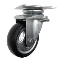 China Double Ball Bearing 100 mm Japanese Heavy Duty Steel Rim Elastic Rubber Wheel Swivel Caster for sale