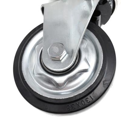 China Double Ball Bearing 100 mm Japanese Heavy Duty Steel Rim Elastic Rubber Wheel Swivel Caster for sale