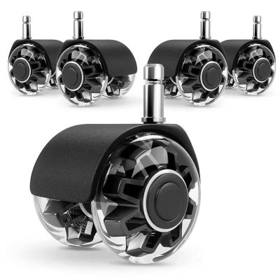 China 2 Inch Office Chair Twin Wheel Clear PU Wheel Furniture Casters for sale