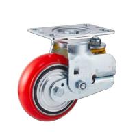 China Swivel Industrial Caster 5 Inch Shock Absorbing PU Wheel 360 Degree Heavy Duty Trolley for sale