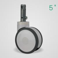 China 5 Inch White Grey PP Swivel Medical Caster Wheel Hospital Grade Floor Friendly Central Lock 125mm for sale