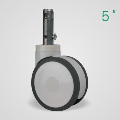 China 5 Inch White Grey PP Swivel Medical Caster Wheel Hospital Grade Floor Friendly Central Lock 125mm for sale