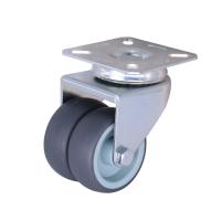 China 2 Inch TPR Twin Wheel Swivel Caster 50mm with Brake for Quiet Trolley Mobility for sale
