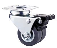 China 2 Inch TPR Twin Wheel Swivel Caster 50mm with Brake for Quiet Trolley Mobility for sale