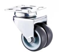 China 2 Inch TPR Twin Wheel Swivel Caster 50mm with Brake for Quiet Trolley Mobility for sale