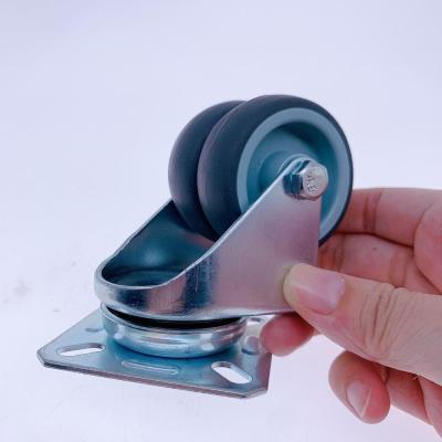 China 2 Inch TPR Twin Wheel Swivel Caster 50mm with Brake for Quiet Trolley Mobility for sale