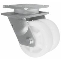 China Industrial Nylon Caster Wheels 100mm 125mm Heavy Duty Twin Swivel Rigid Trolley Castors for sale