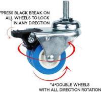 China 2 Inch 50mm Zinc Coated Steel Dual Twin Wheel Caster with Brake 30kg Load Capacity for sale