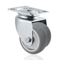 China 2 Inch TPR Twin Wheel Swivel Caster 360 Degree Double Wheel Trolley Caster with Zinc Plated Steel Housing for sale