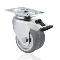 China 2 Inch TPR Twin Wheel Swivel Caster 360 Degree Double Wheel Trolley Caster with Zinc Plated Steel Housing for sale