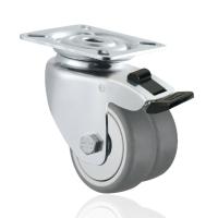 China 3 Inch 75 mm Grey TPR Swivel Caster Wheels with Brake 60-100 kg Load Capacity for Industrial Carts for sale