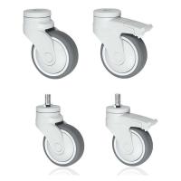 China 4 Inch 100mm Bolt Hole Swivel Medical Caster with Total Lock Brake 75kg Capacity for sale