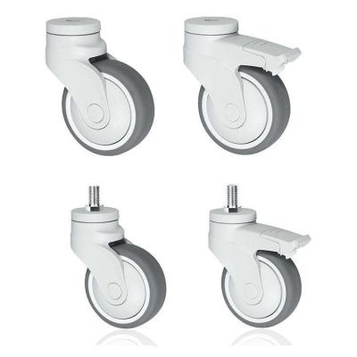 China 4 Inch 100mm Bolt Hole Swivel Medical Caster with Total Lock Brake 75kg Capacity for sale