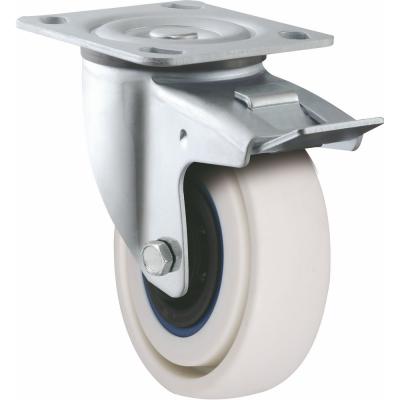 China Elastic Rubber Rim Nylon Wheel 160-200kg Load Capacity Industrial Trolley Caster 4-5 inch for sale