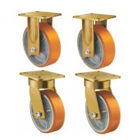 China Super Heavy Duty Industrial Casters PU on Cast Iron Core 8 Inch 2000 kg Load Capacity for sale