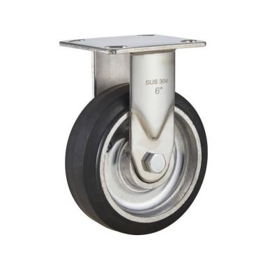 China Heavy Duty 304 Stainless Steel Swivel Black Rubber Casters 4 to 8 Inch 250-450 kg Load Capacity for sale