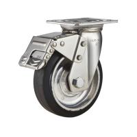 China Heavy Duty 304 Stainless Steel Swivel Black Rubber Casters 4 to 8 Inch 250-450 kg Load Capacity for sale