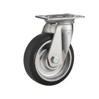 China Heavy Duty 304 Stainless Steel Swivel Black Rubber Casters 4 to 8 Inch 250-450 kg Load Capacity for sale