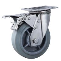 China 304 Stainless Steel Heavy Duty TPR Caster Wheels 4 Inch Antirust Swivel Fixed with Brake for sale