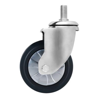 China 100mm Industrial Mid-Heavy Duty Caster Wheels TPR 130kg Load Capacity Stainless Steel for sale