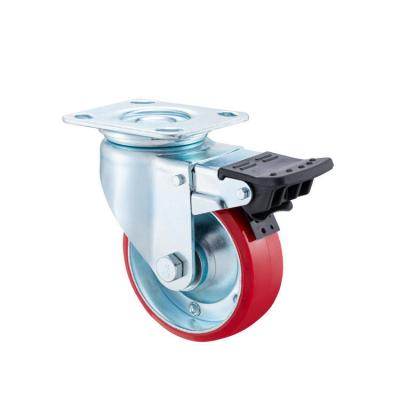 China Heavy Duty Industrial Caster Wheels 4 6 8 Inch PU Brake Swivel 500 kg Load Bearing for sale