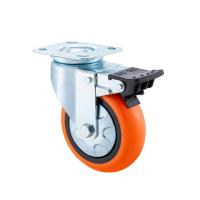 China 4 Inch Heavy Duty PU Caster Wheel 200kg Capacity Industrial Swivel with Brake for sale