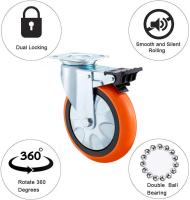 China 4 Inch Heavy Duty PU Caster Wheel 200kg Capacity Industrial Swivel with Brake for sale