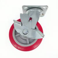China 6 Inch Heavy Duty Industrial Caster Wheels 420kg Load Capacity Swivel Side Brake for sale