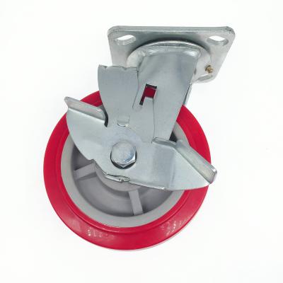 China 6 Inch Heavy Duty Industrial Caster Wheels 420kg Load Capacity Swivel Side Brake for sale