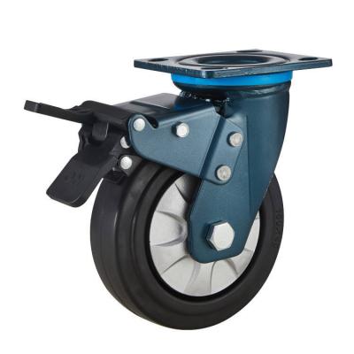 China DACROMET Coated Heavy Duty Trolley Caster Wheels 4 to 8 Inch Rubber Swivel Casters for sale
