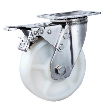 China Heavy Duty Nylon Wheel Stainless Steel Swivel Casters 4 to 8 Inch 250 to 400 kg Capacity for sale