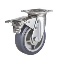 China Industrial Heavy Duty Trolley Caster Wheel TPR 304 Stainless Steel Bracket 4-8 Inch 180-300 kg Capacity for sale