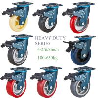 China Heavy Duty MC Nylon Swivel Caster Wheels 4 to 8 Inch Double Ball Bearings 350 kg Load Capacity for sale
