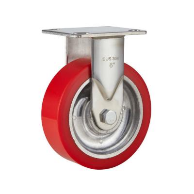 China Heavy Duty Polyurethane Wheel Caster 4-8 Inch Aluminum Core 304 Stainless Steel Bracket 400-650 kg Capacity for sale