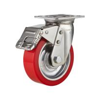 China Heavy Duty Polyurethane Wheel Caster 4-8 Inch Aluminum Core 304 Stainless Steel Bracket 400-650 kg Capacity for sale