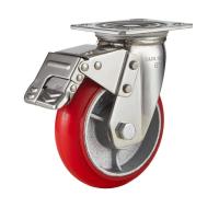China Heavy Duty Polyurethane Wheel Caster 4-8 Inch Aluminum Core 304 Stainless Steel Bracket 350-550 kg Capacity for sale