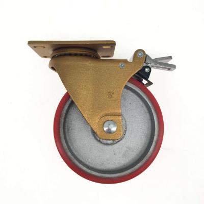 China 125 mm Industrial Swivel Caster Wheel Cast Iron Core PU Tread 130 kg Load Capacity for sale