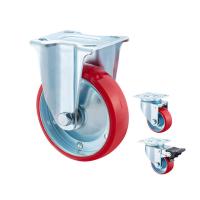 China 100 mm 4 Inch Steel Core Polyurethane Swivel Caster Wheel 280 kg Capacity Heavy Duty Industrial for sale