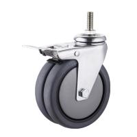 China 5 Inch Industrial M12 Screw-Type Dual Wheel Caster 125mm TPR Wheel with PP Core 120kg Load Capacity for sale